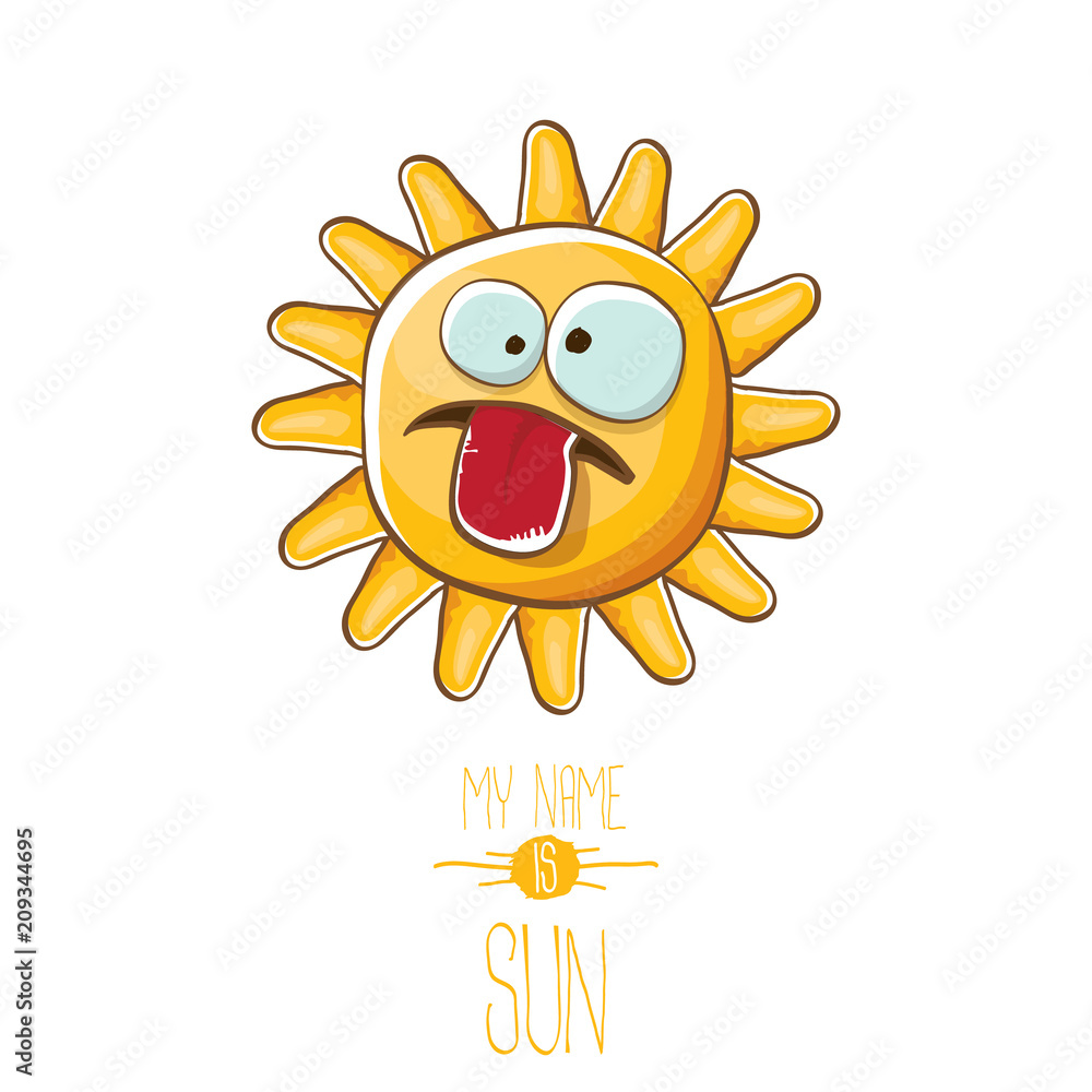 vector funky cartoon style summer sun character isolated on white ...