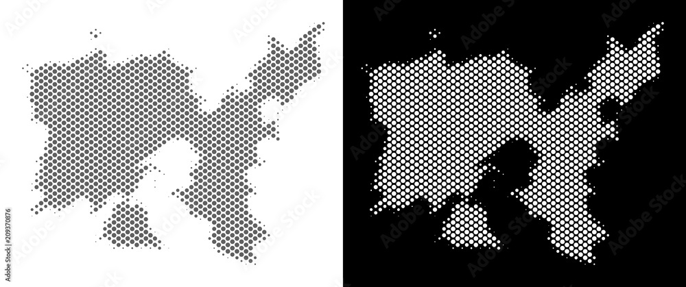Halftone round pixel Limnos Greek Island map. Vector territory maps in ...