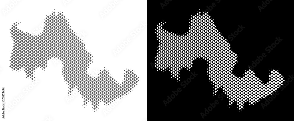 Halftone round pixel Tilos Greek Island map. Vector geographical maps ...