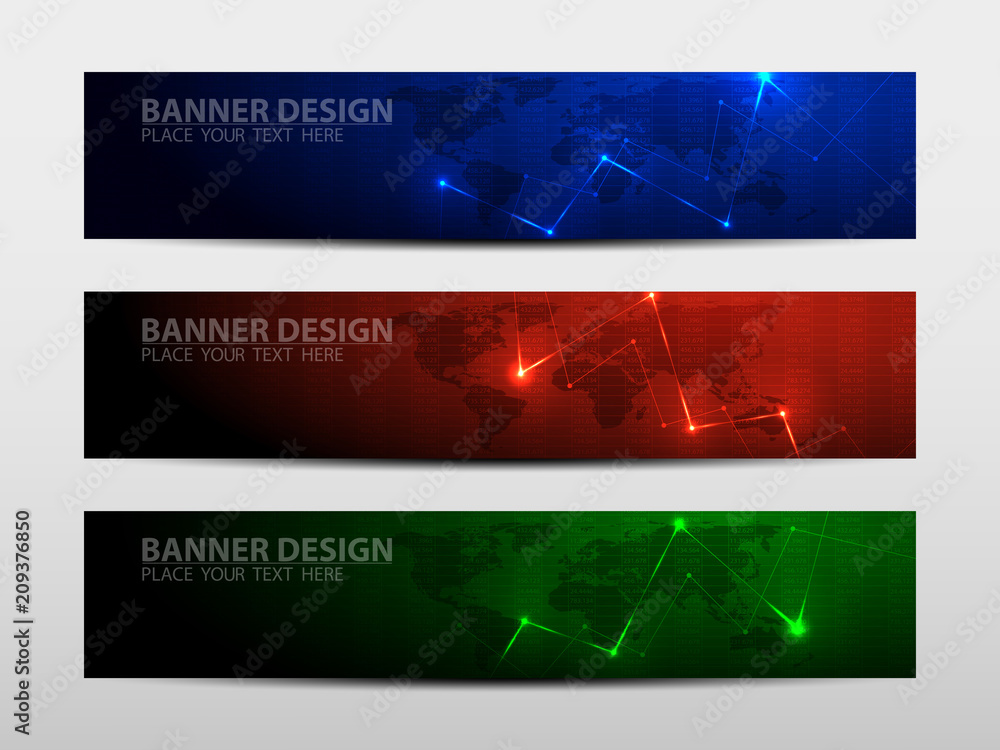 Banners with economic graph with diagrams on the stock market, for ...