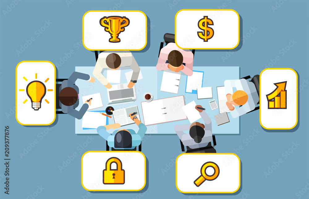 Business meeting strategy brainstorming concept. Vector illustration in ...