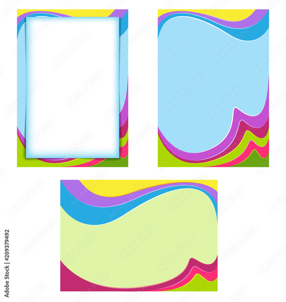 Colorful wavy backdrops for label, certificate, card, slide-show. A4 ...