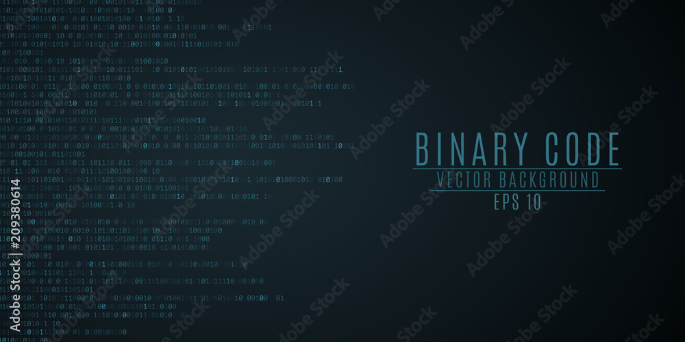 Binary code background. Blue glow. High technologies, programming, sci-fi. Vector illustration ...