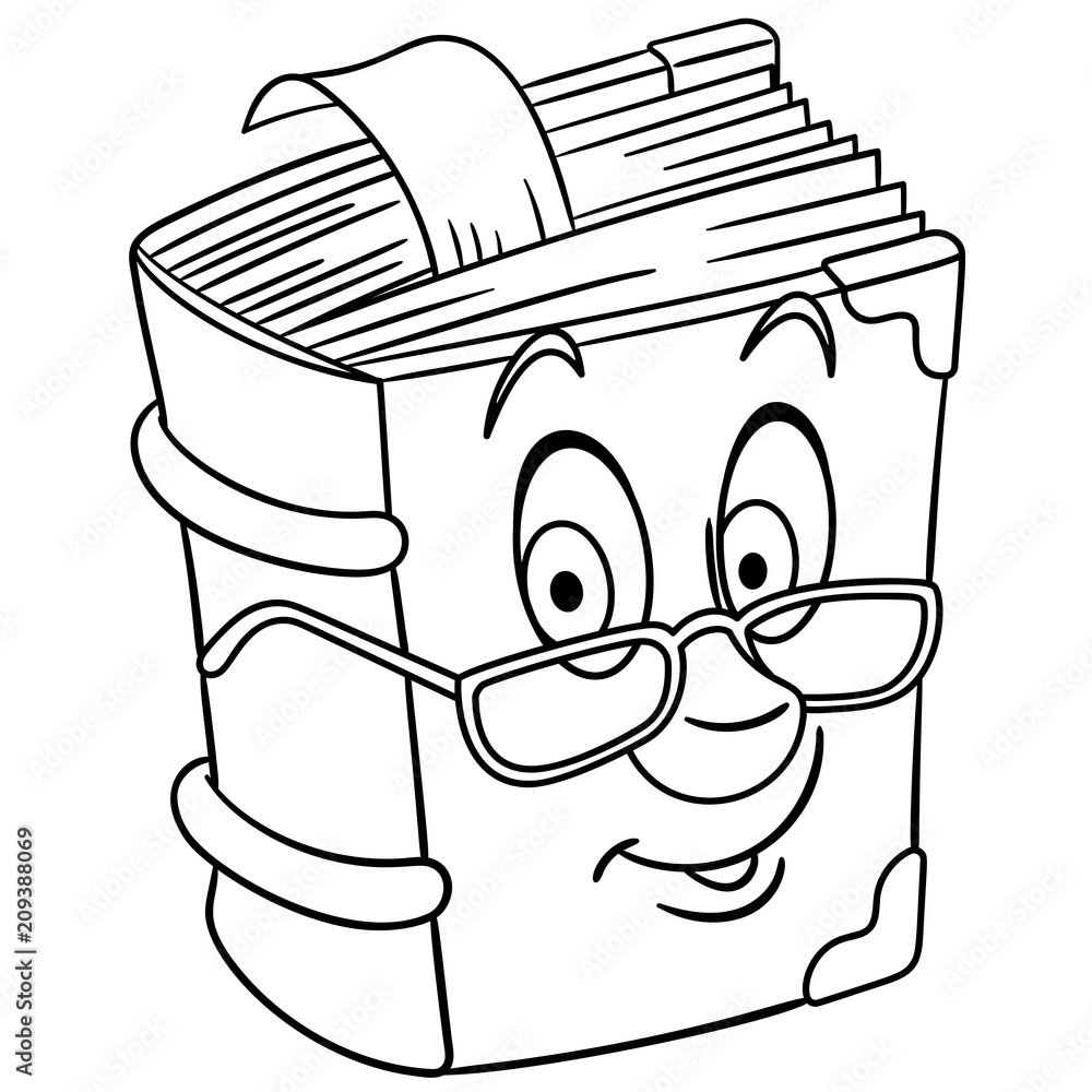 Old vintage Book. Textbook. Coloring page. Colouring picture. Coloring ...