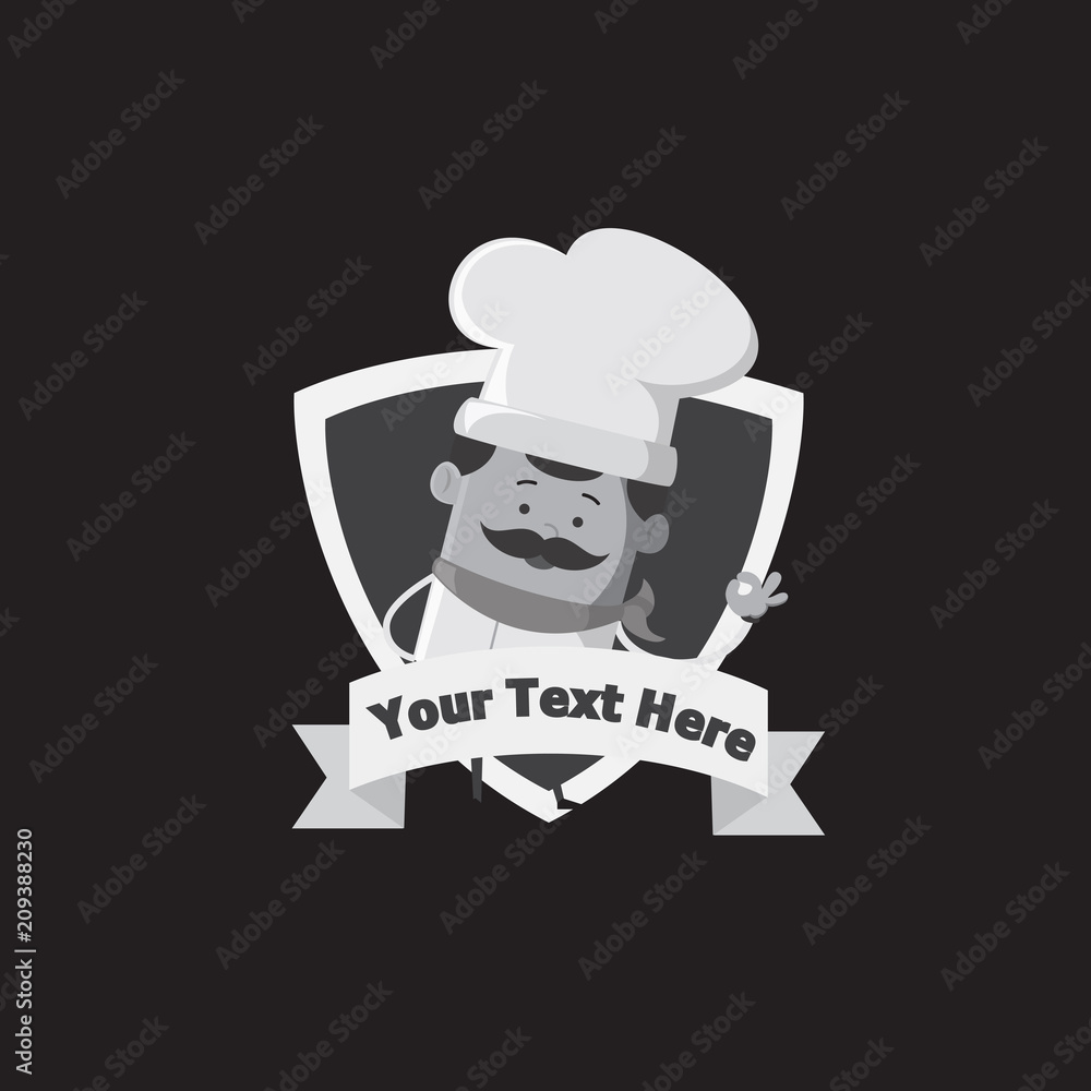 Cartoon Chef logo Flat Vector Illustration Design Stock Vector | Adobe ...