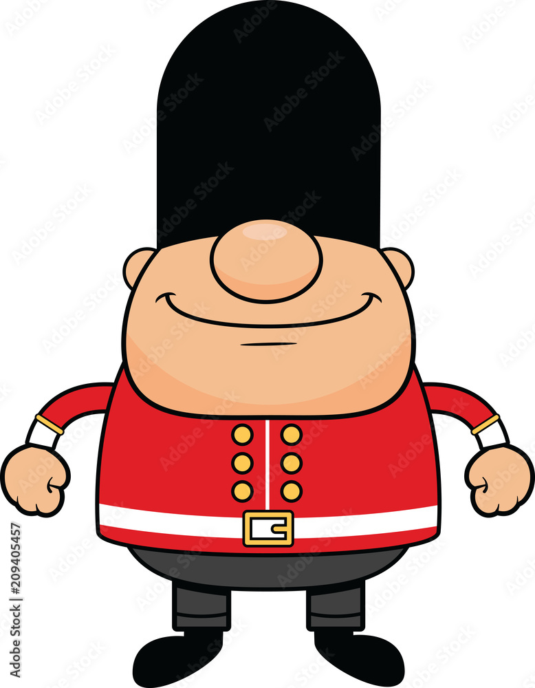 Cartoon British Guard Happy Stock Vector | Adobe Stock