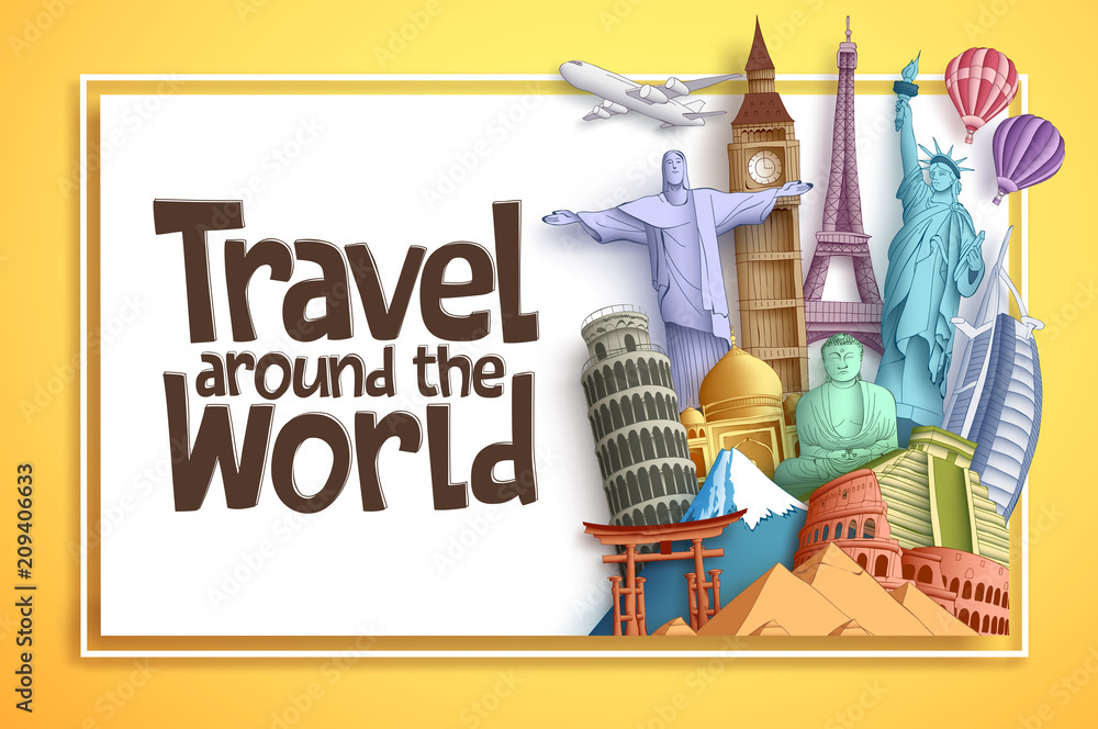 Travel and tourism vector background banner design with Travel Around ...