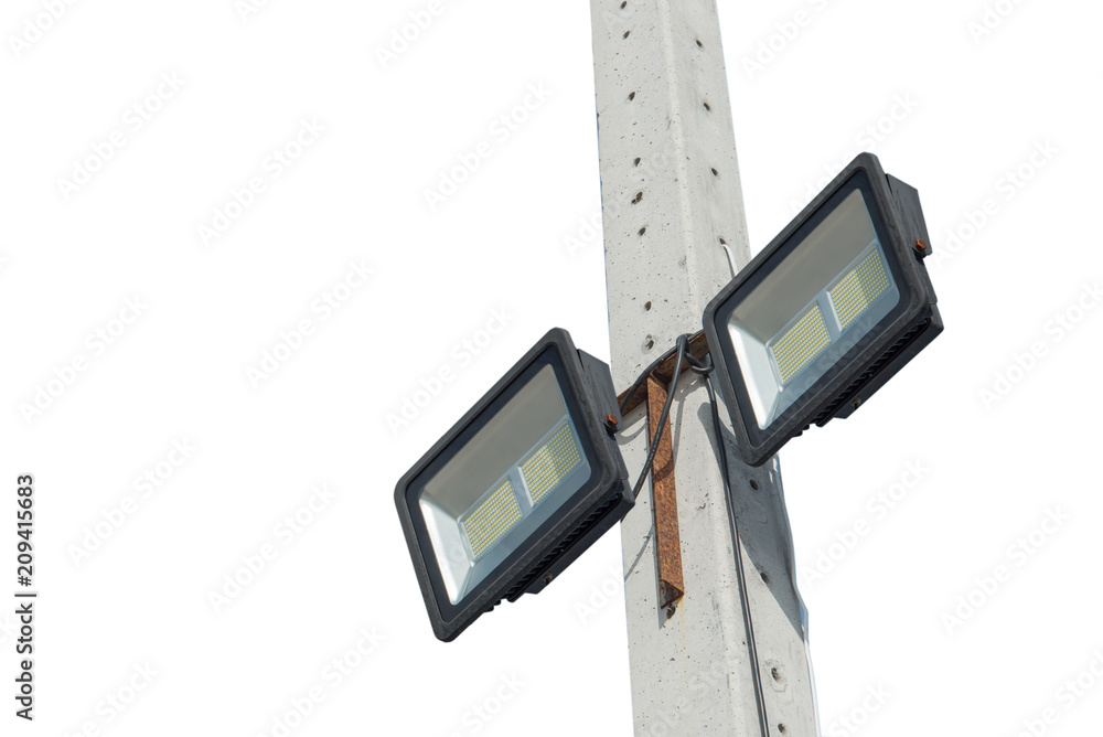 Spotlights led on columns separated from the white background. Stock ...