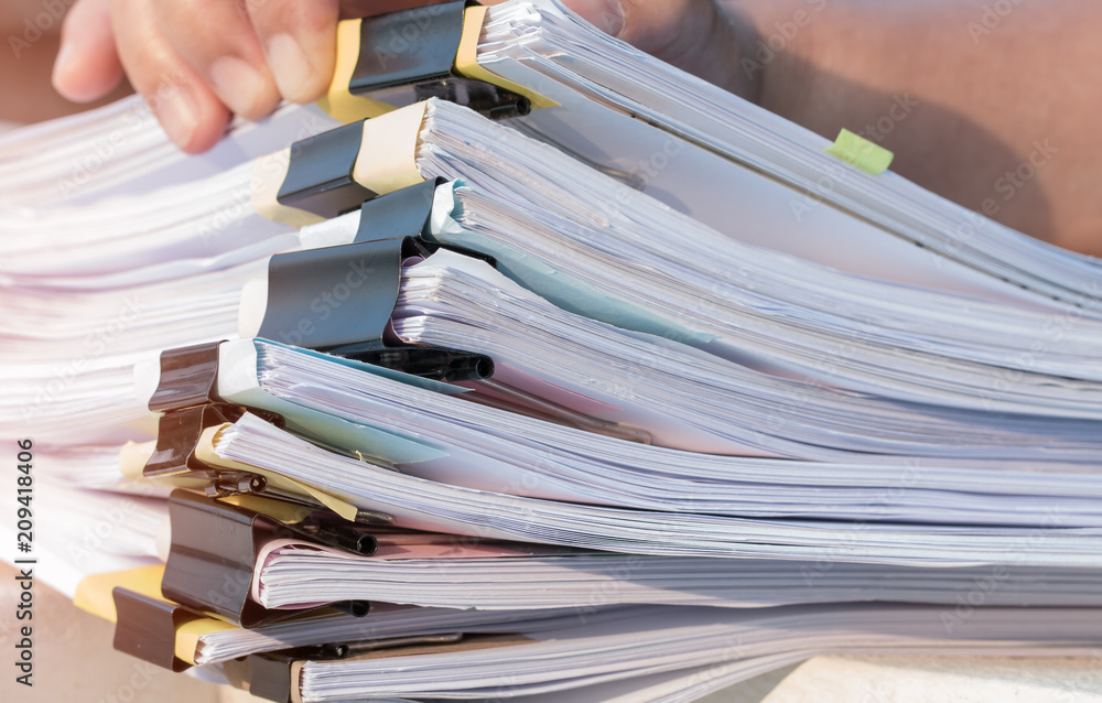Document Report and business busy Concept: Asian Businessman hands ...