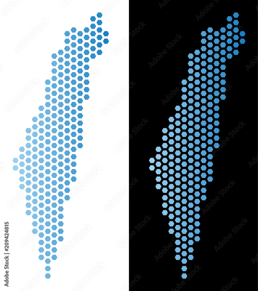 Honeycomb Israel map. Vector geographic plan in light blue color with ...