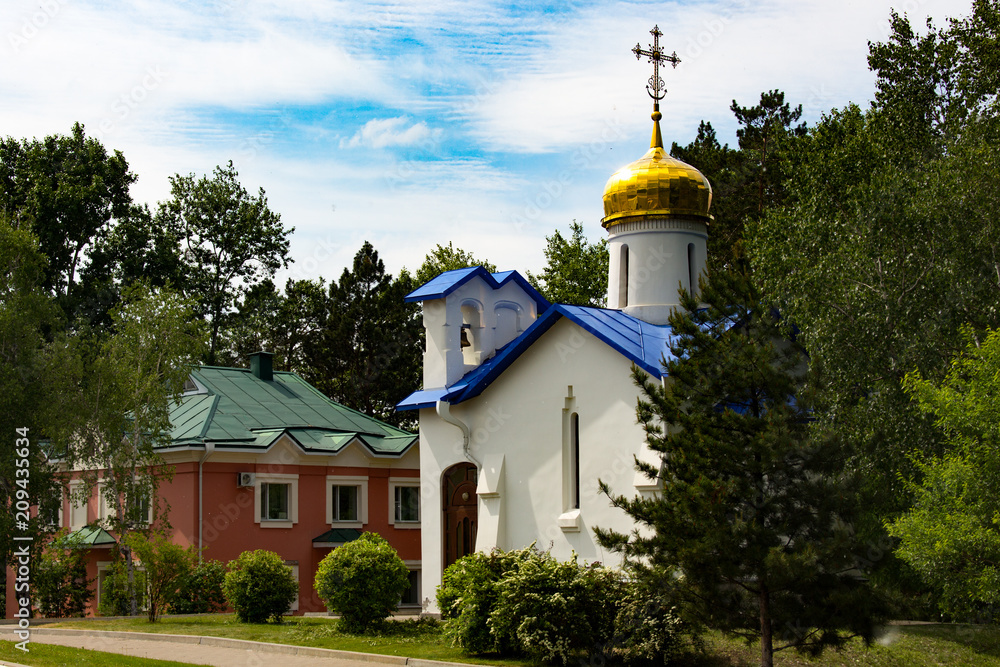 Beautiful view of the temple of St. Seraphim of Sarov in Khabarovsk ...