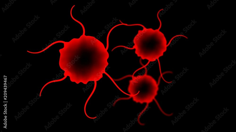 Microscope Disease bacteria cells moving set close up illustration on ...