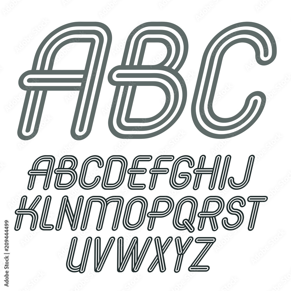 Set of trendy vector capital alphabet letters, abc isolated. Retro ...