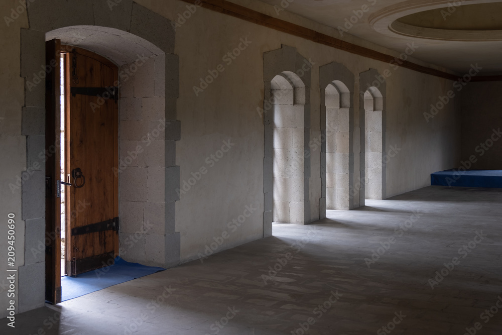 Castle Hallway With Door