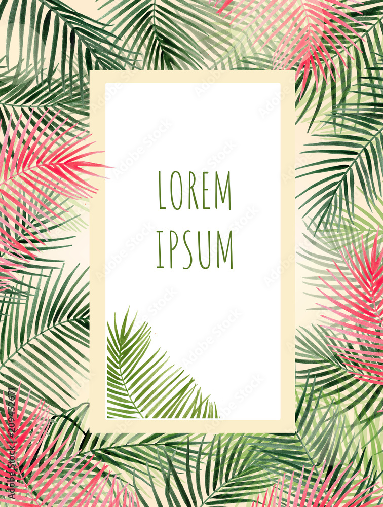 watercolor palm leaves design template Stock Illustration | Adobe Stock