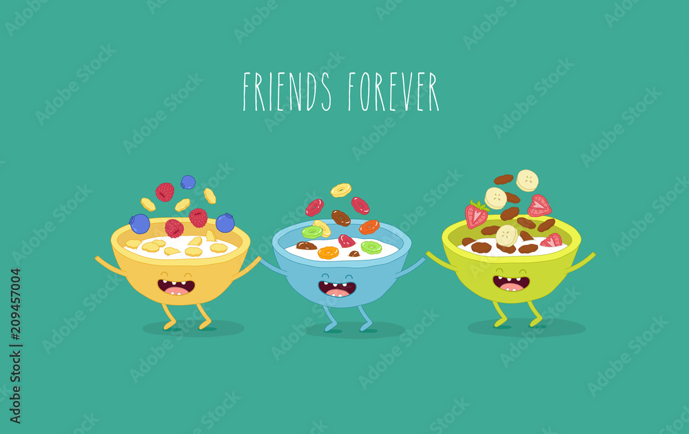 The color bowls of cornflakes. vector illustration. You can use for ...