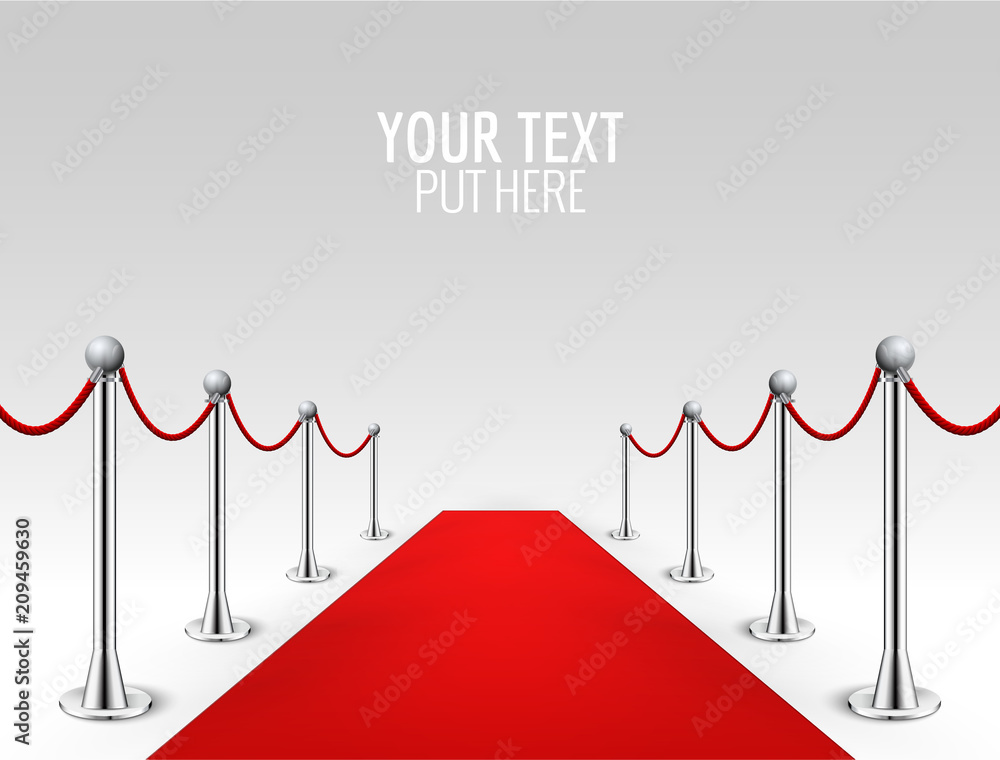 Red carpet event silver barriers background realistic vector ...