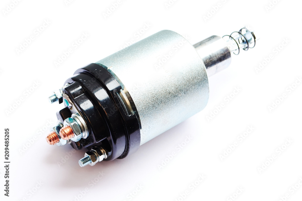 starter relay retractor on an isolated white background Stock Photo ...