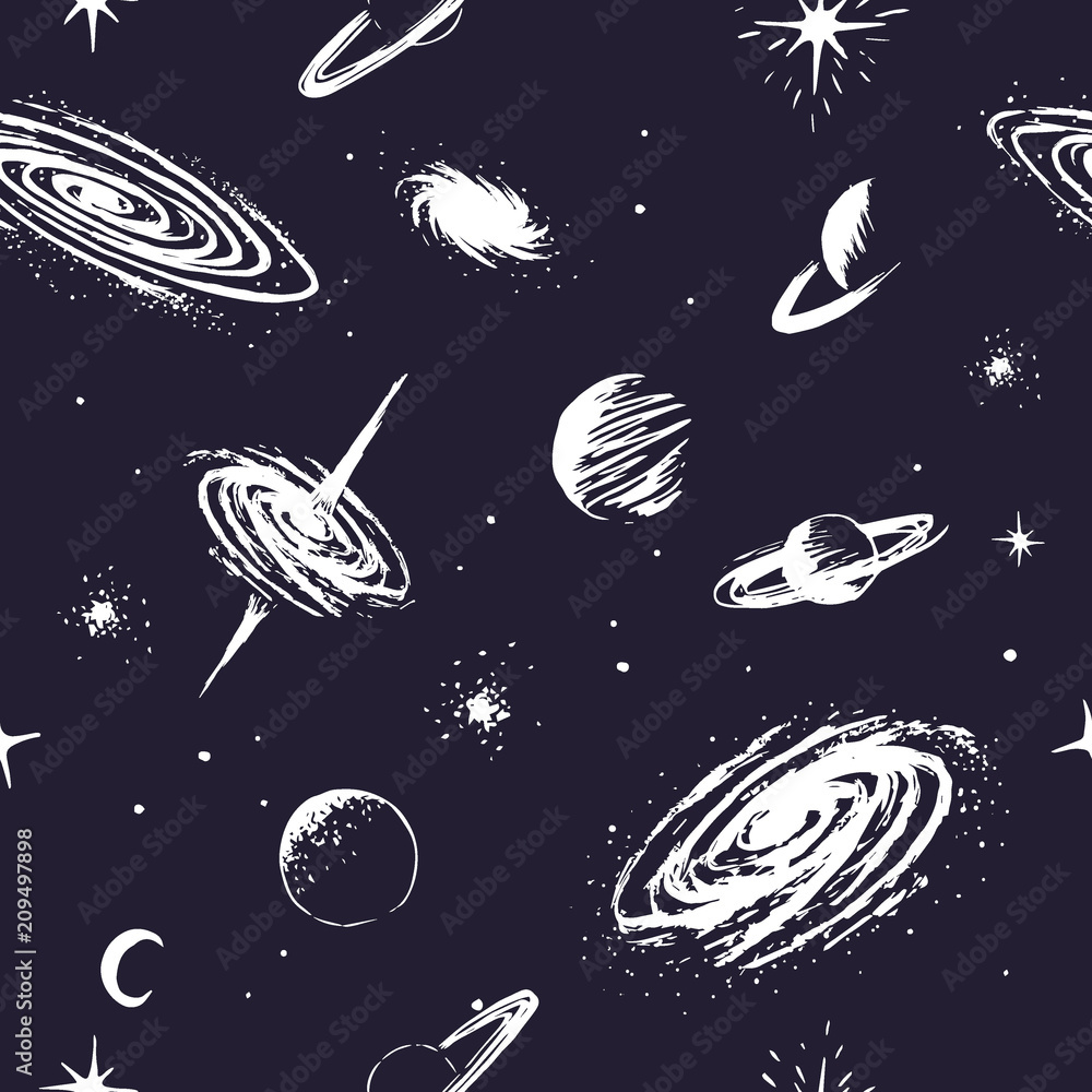 Vector space seamless pattern.Universe elements.Prints design for ...