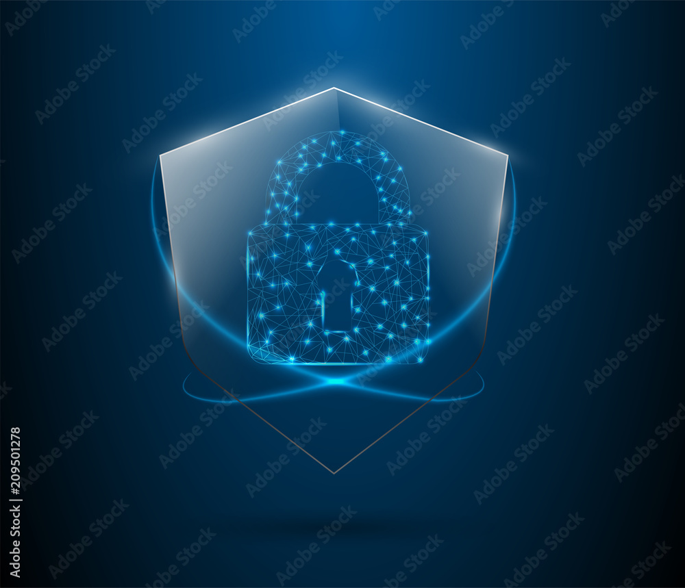 Protected guard shield security concept Security cyber digital Abstract ...