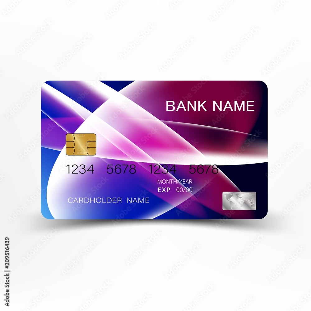 Credit card design. Mix blue with purple color. Vector illustration ...