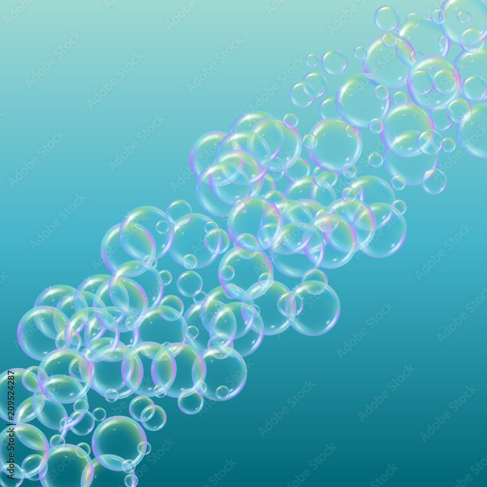 Shampoo bubbles on gradient background. Realistic water bubbles 3d ...
