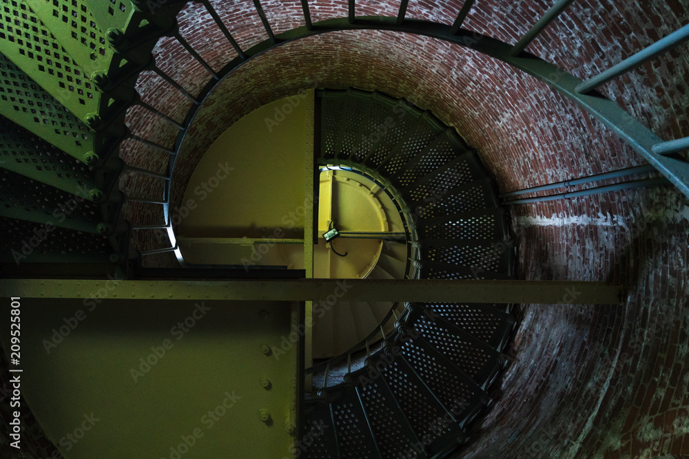 Spiral staircase inside Cape Blanco Lighthouse on the Oregon Coast ...