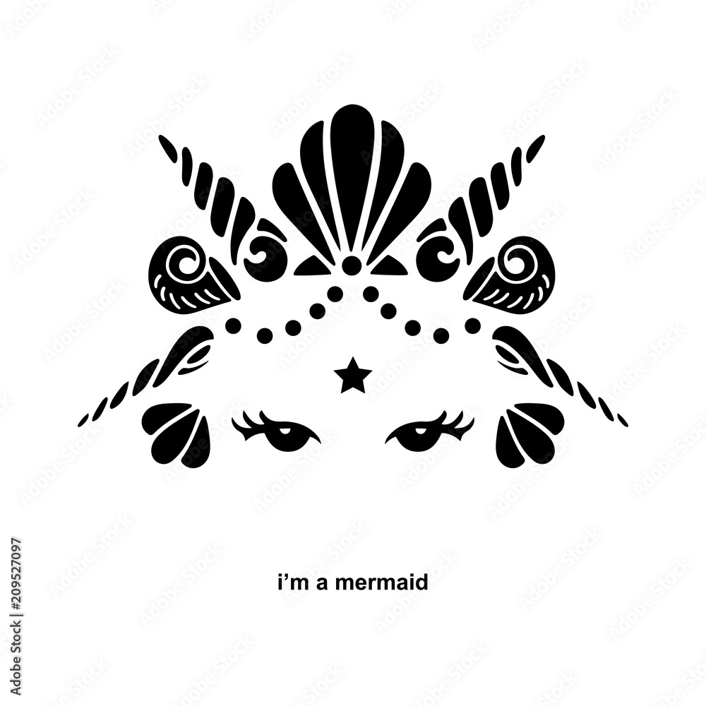 Cute template with Mermaid logo. Vector illustration. Mermaid crown for ...
