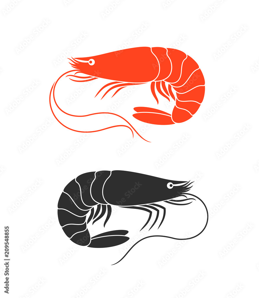 Shrimp Logo. Isolated shrimp on white background. Prawns Stock Vector ...