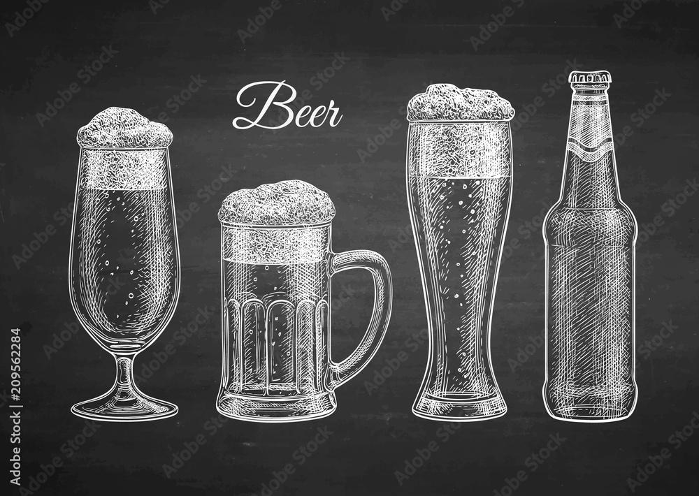 Chalk sketch of beer Stock Vector | Adobe Stock