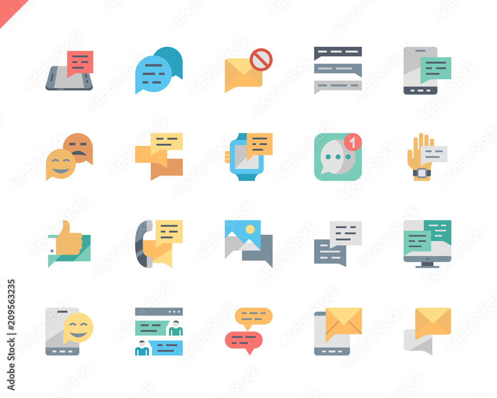Simple Set Message Flat Icons for Website and Mobile Apps. Contains ...