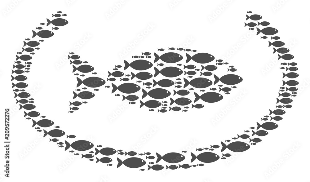Fish container ring vector mosaic created with randomized fish ...