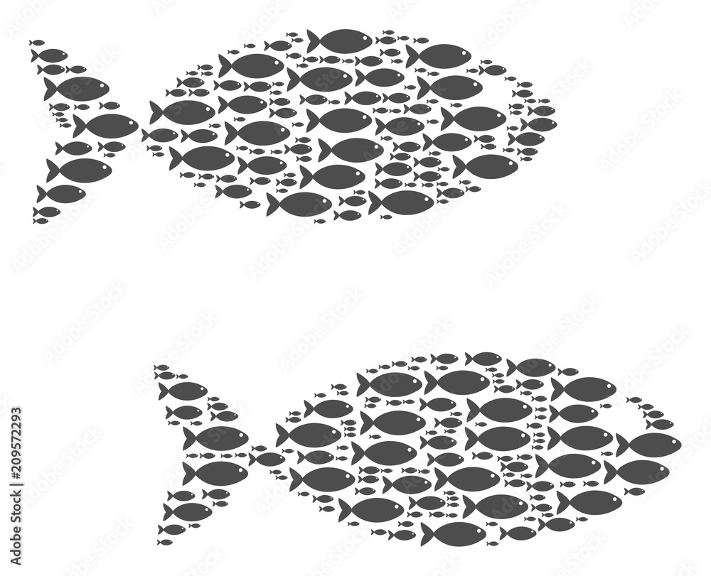 Fish pair vector collage created with random fish pictograms in various ...