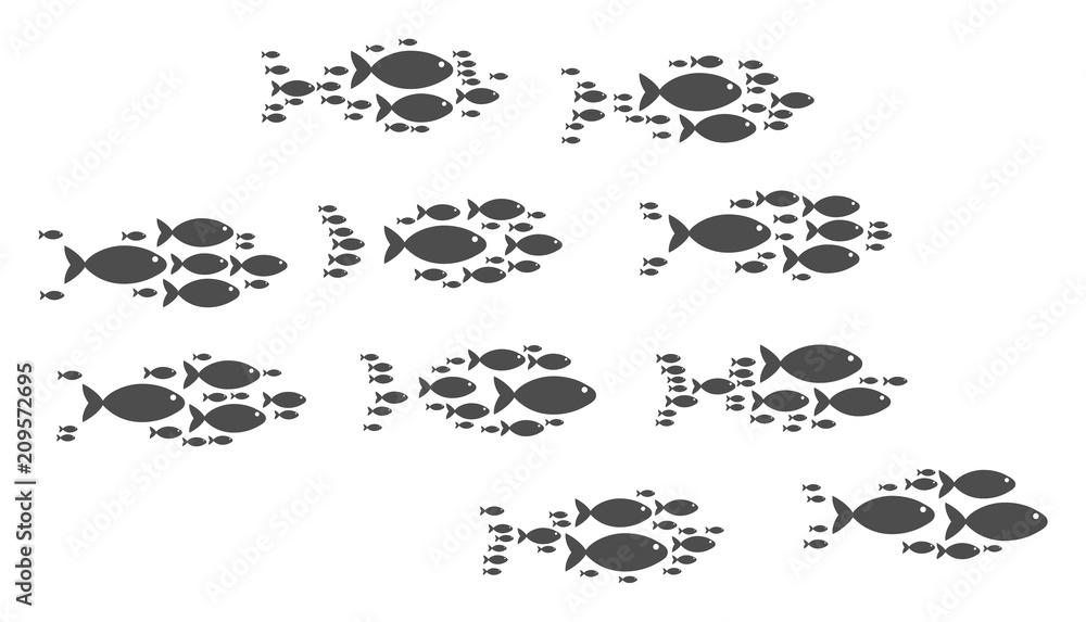 School of fish vector mosaic created with randomized fish items in ...