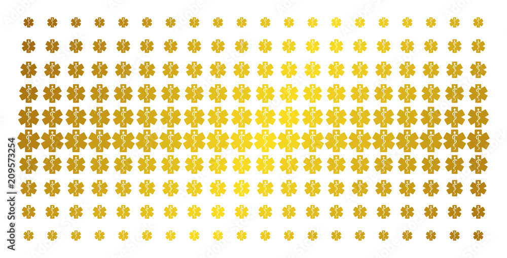 Medical emblem icon gold halftone pattern. Vector medical emblem ...