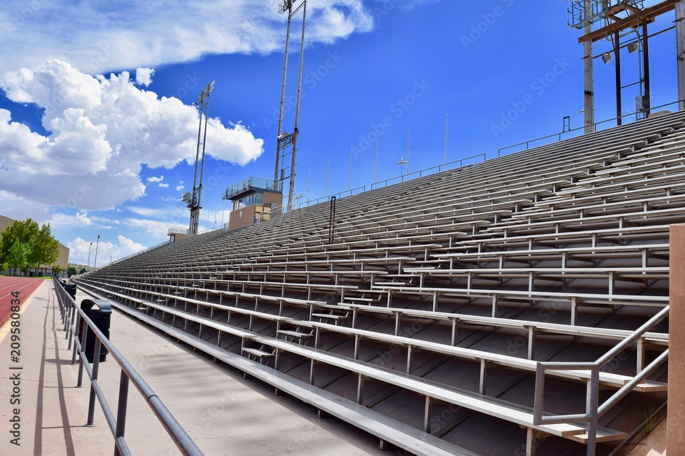 Stadium Bleachers with Blue Sky and Clouds Stock Photo | Adobe Stock