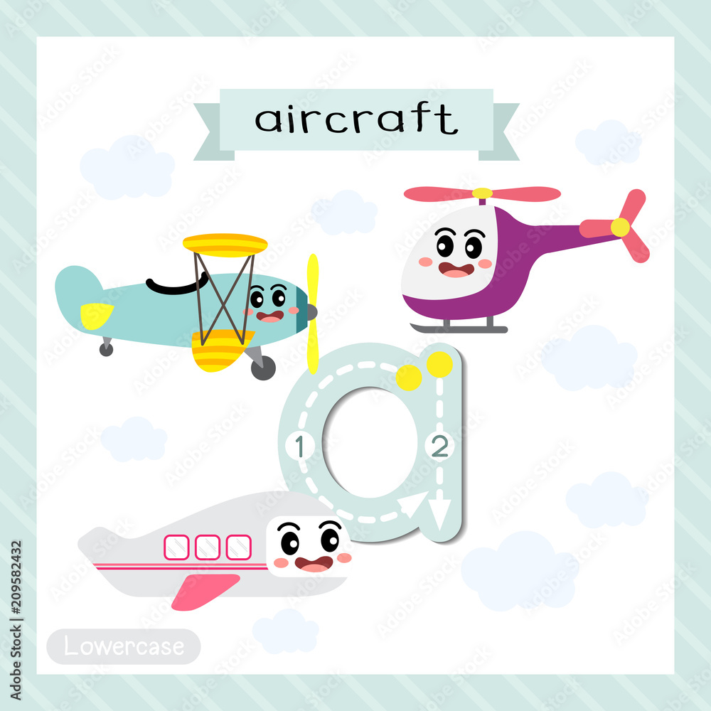 Letter A lowercase cute children colorful transportations ABC alphabet ...