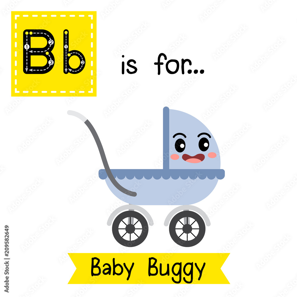 Letter B cute children colorful transportations ABC alphabet tracing ...