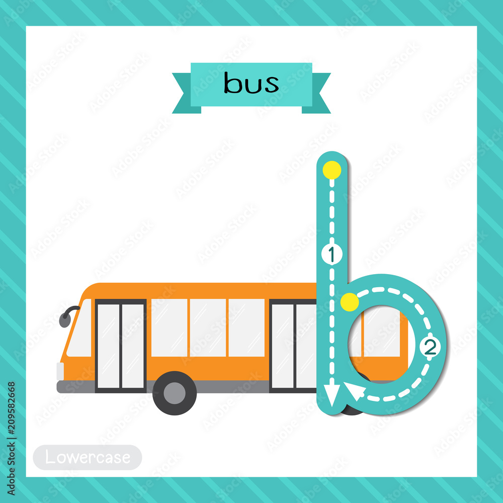 Letter B lowercase cute children colorful transportations ABC alphabet ...