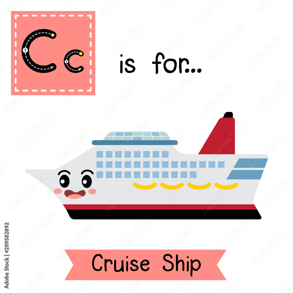 Letter C cute children colorful transportations ABC alphabet tracing ...