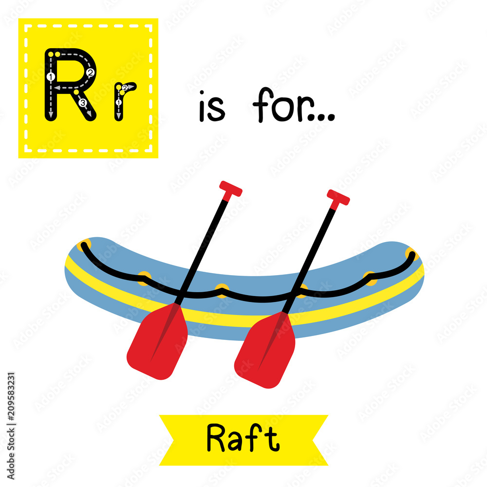 Letter R cute children colorful transportations ABC alphabet tracing ...