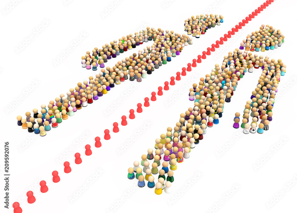 Cartoon Crowd Figure, Half Split Stock Illustration | Adobe Stock