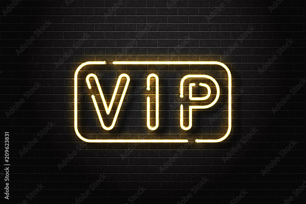 Vector realistic isolated neon sign of VIP logo for decoration and ...