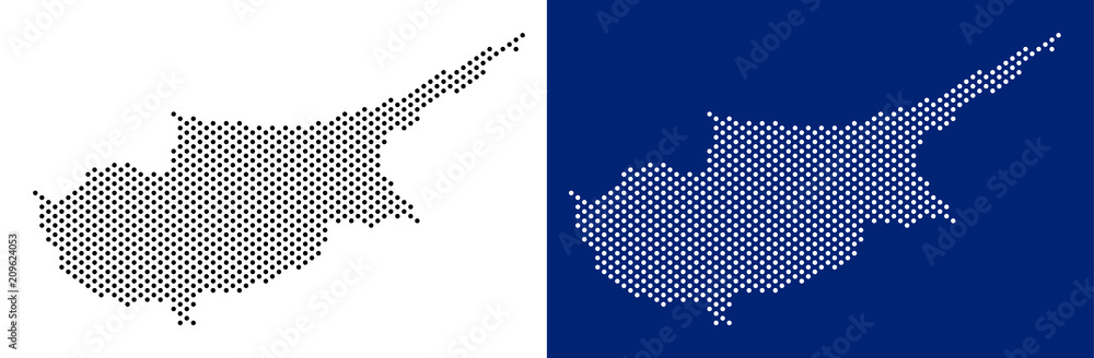Pixel Cyprus Island map. Vector geographic map on white and blue ...