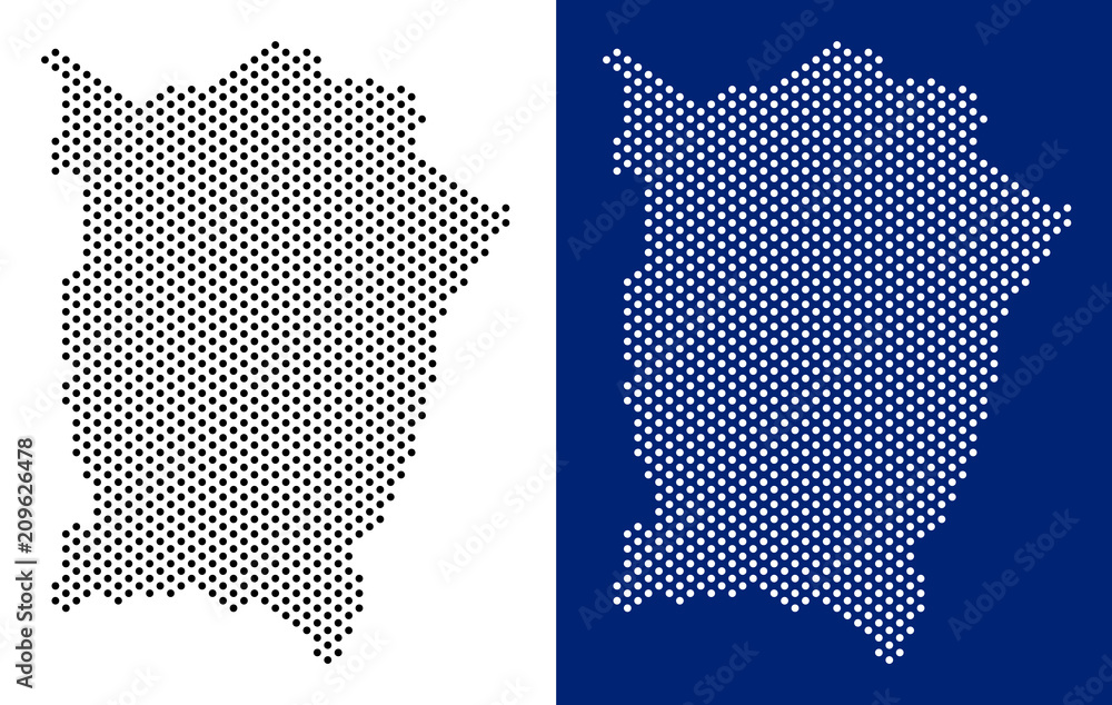 Dotted Penang Island map. Vector geographic map on white and blue ...