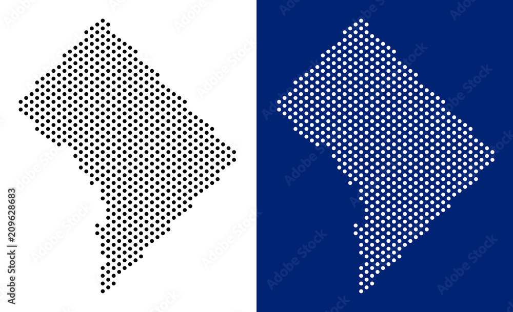 Dotted Washington DC map. Vector geographic map on white and blue ...