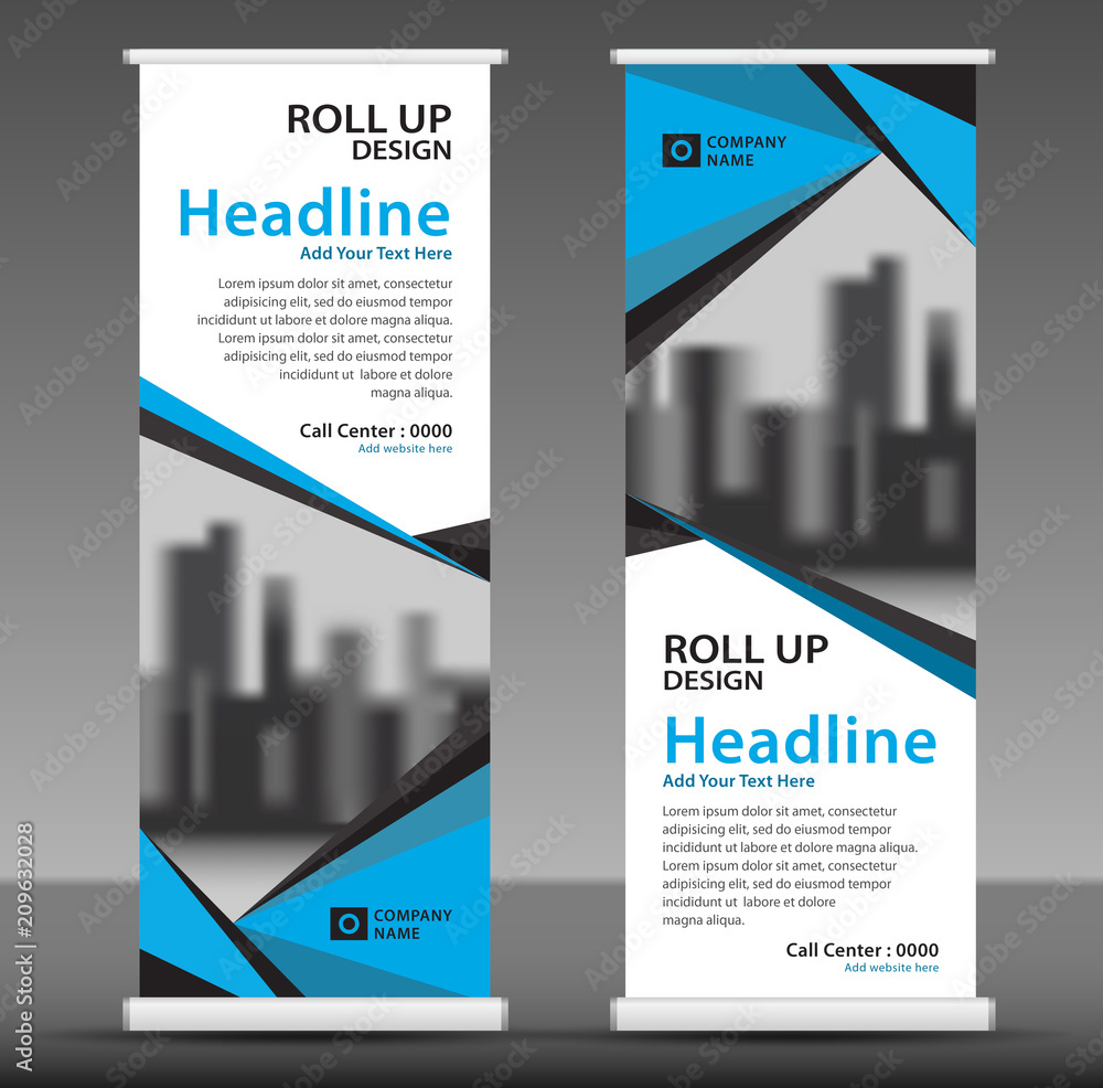 Roll up banner template vector, stand, pull up, display, flag-banner ...