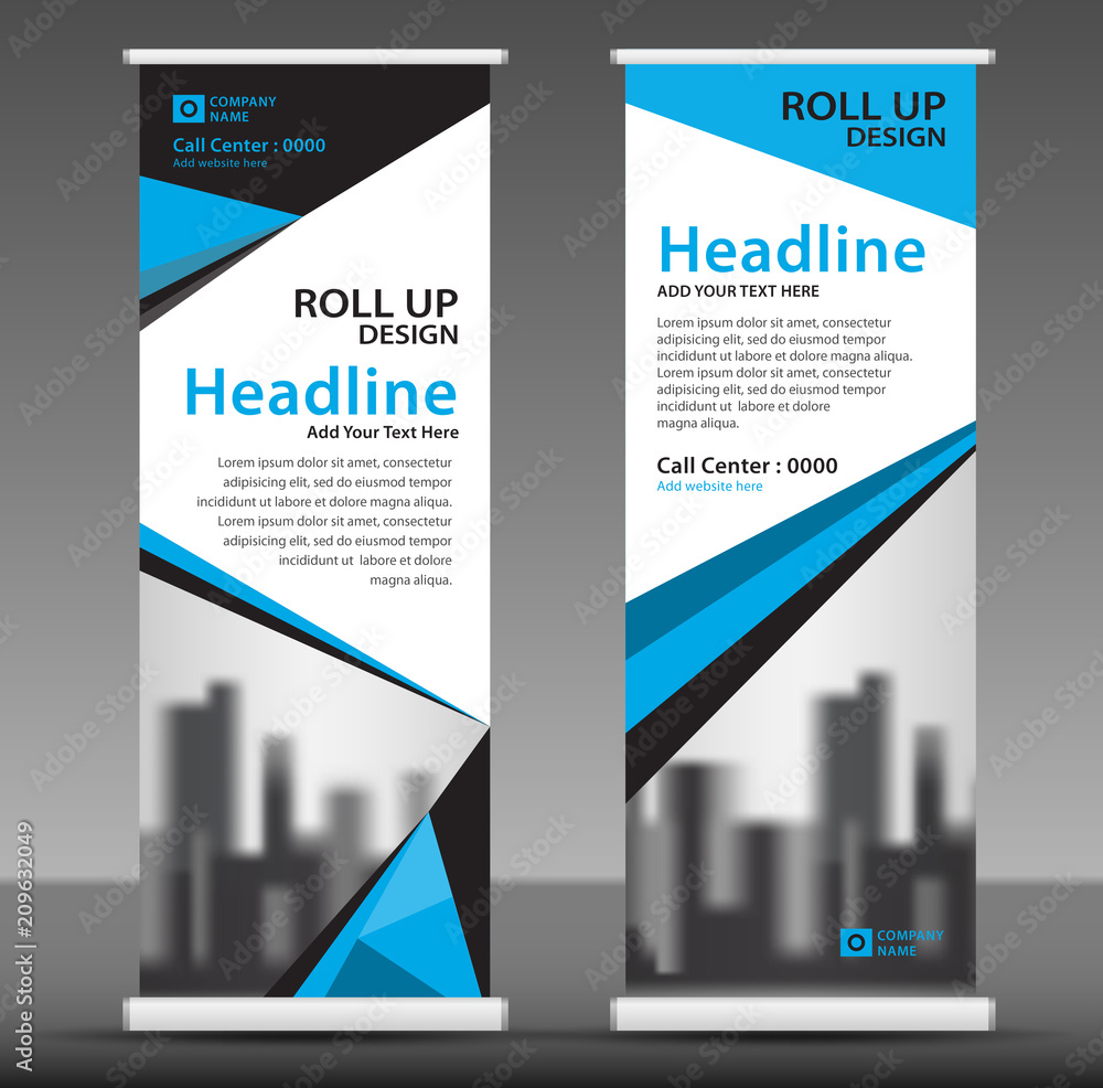 Roll up banner template vector, stand, pull up, display, flag-banner ...