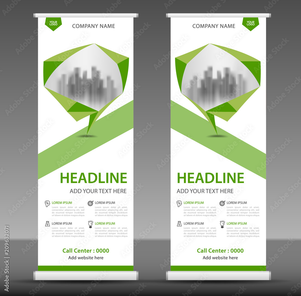 Roll up banner template vector, stand, pull up, display, flag-banner ...