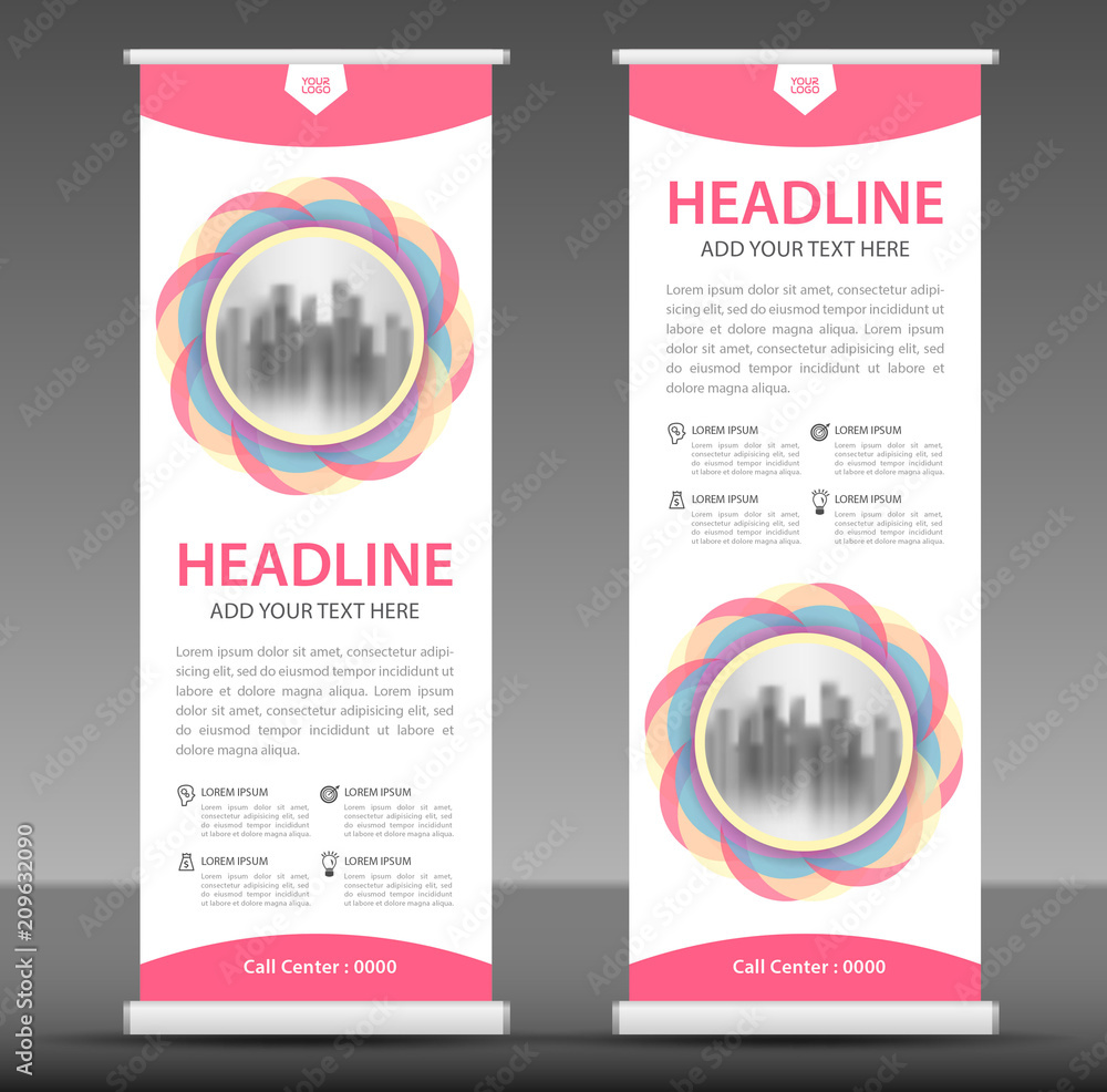Roll up banner template vector, stand, pull up, display, flag-banner ...